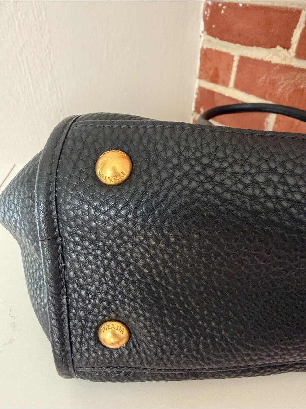 Prada | Bags | Authentic Prada Vitello Daino Black Pebbled Leather ...